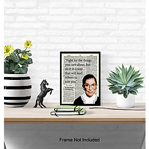 Ruth Bader Ginsburg Wall Art - RBG Motivational Quote Home Decor, Room Decoration for Office, Bedroom - Inspirational Gift for Women, Attorney, Lawyer, Liberal Feminist - Picture Poster Photo Print