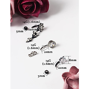 Eakxnig 14G Belly Button Ring Stainless steel Dangle Belly rings Snake Glow Dark Round Cubic Zirconia Navel Barbell Body Piercing Jewelry For Women 3/8inch 10mm silver,rose,purple,black men belly ring