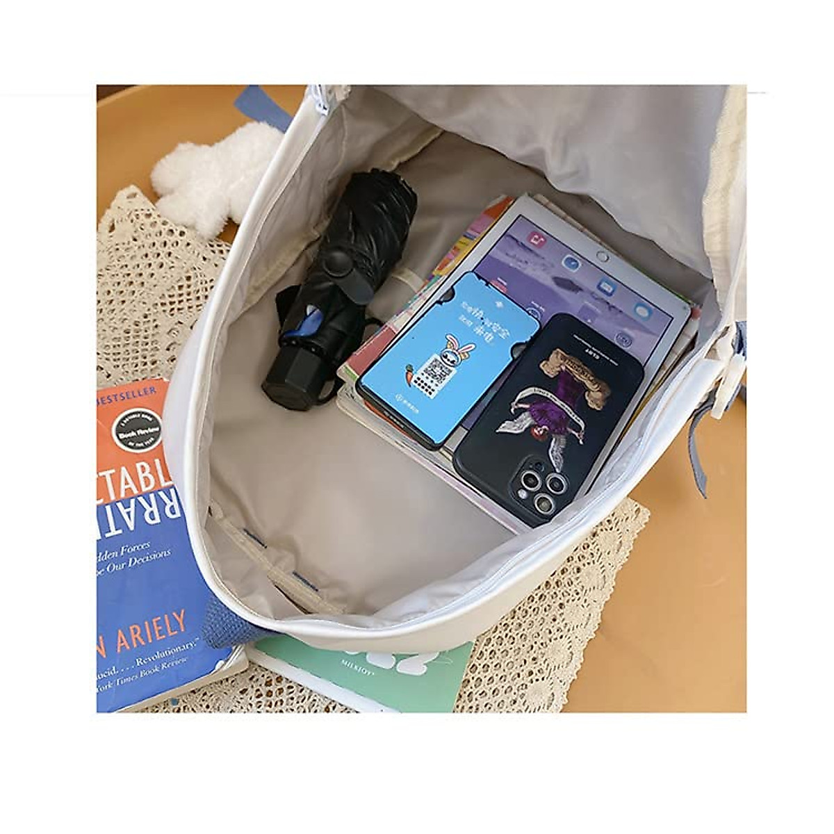 MEOKIM Kawaii Backpack with Cute Pin Accessories Plush Pendant Student Bag Large Capacity Waterproof Travel Backpack(Pink)