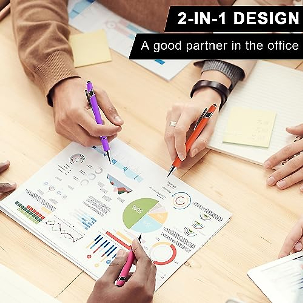 Discring 8 PCS Ballpoint Pen & 4 Pen Clips - High Precision Colorful Metallic Ballpoint Pen with Anti-Scratch Stylus Tip