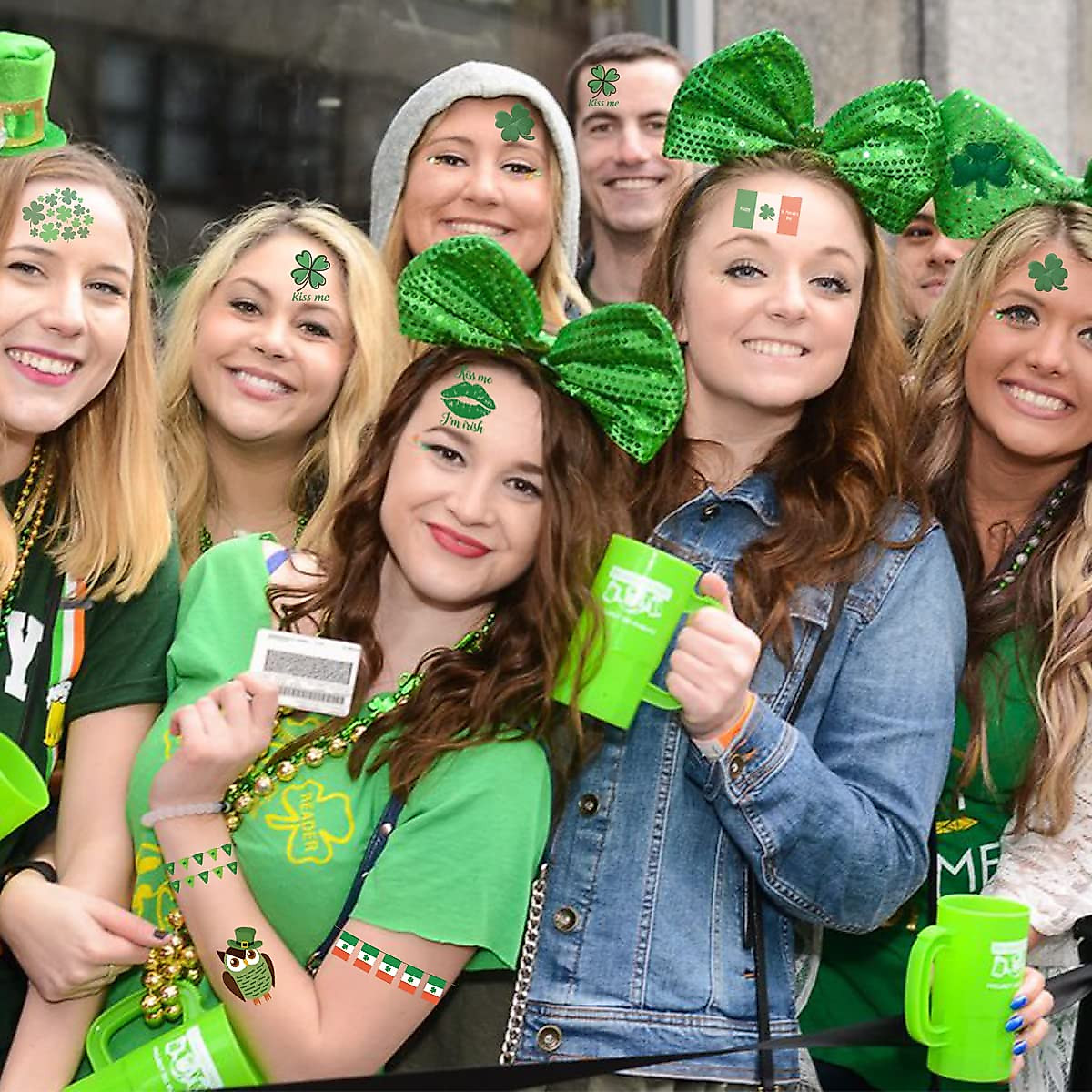 CLOOOUDS 4 Sheets St. Patrick’s Day Temporary Tattoo Stickers,Tattoo Stickers For Kids, Adults, St Patrick Day, Party