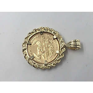 TEX 14k Tri-Color Gold Pendant, 1/10oz US Lady Liberty Coin, Approx 6.2g