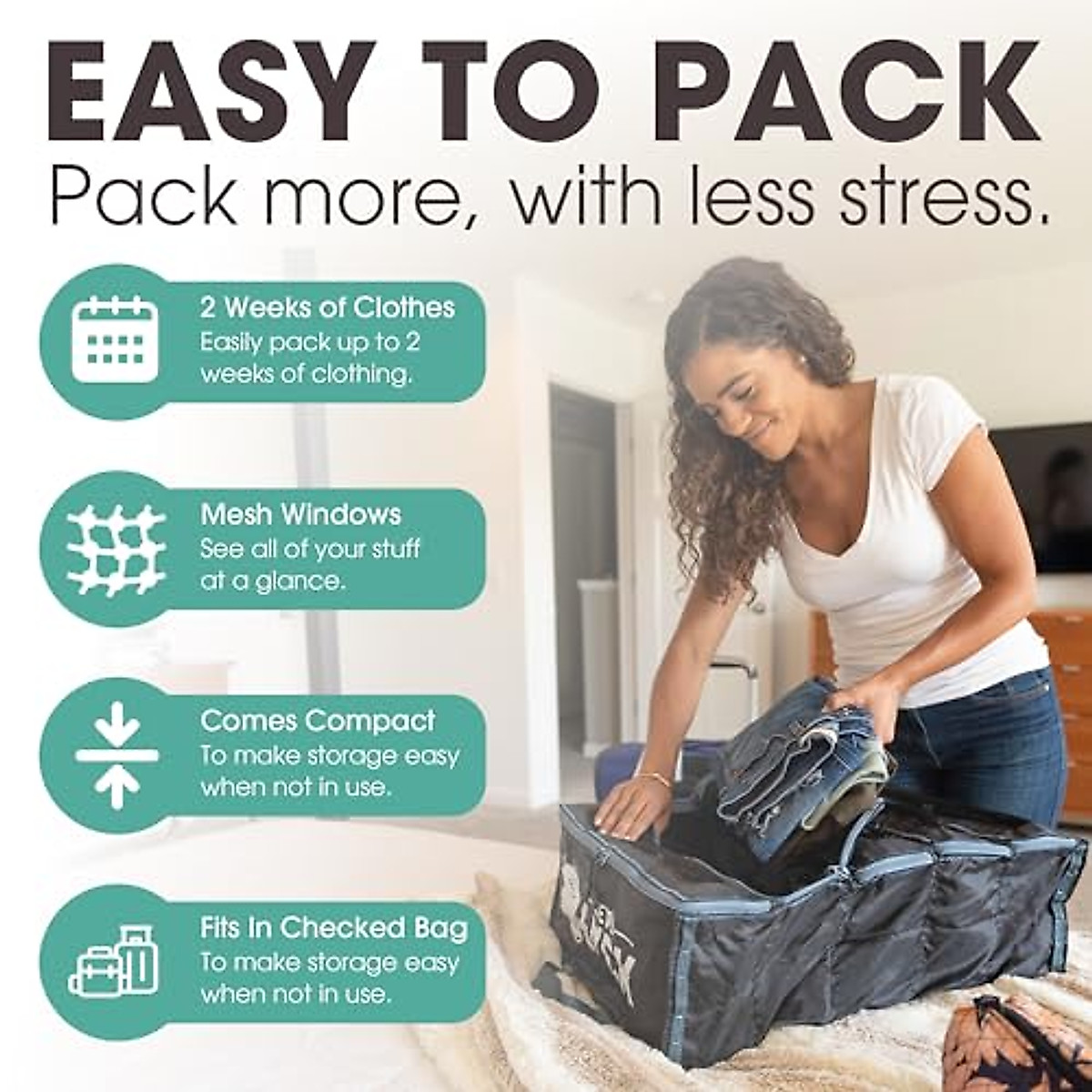 Pack Gear Hanging Carry-On Organizer - Our Standard Hanging Luggage Organizer Fits Any Carry On - Our Hanging Packing Cubes For Travel Use Mesh Windows to Make Finding Clothes Easy (Green, S)