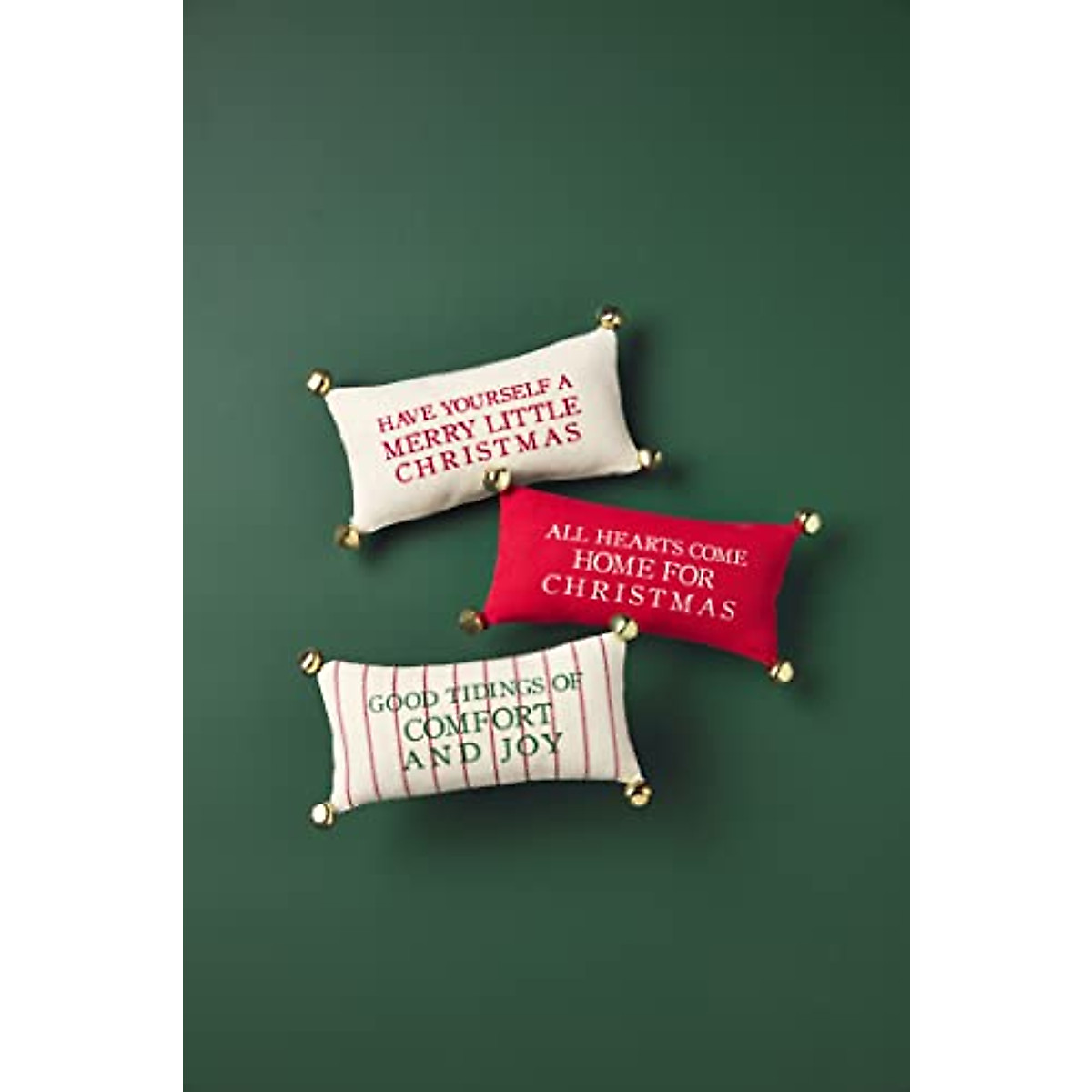 Mud Pie Christmas Merry Mini Bell Pillow, 12"x 6", Hearts 122 Count