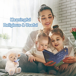 MyMateZoe Baptism Gifts for Boys, Great Christening, Dedication and Baptism Gift Set for Boys and Newborn Baby, Includes 7" Praying Lamb Plush Toy and Let Us Pray Baby Book in Keepsake Gift Box