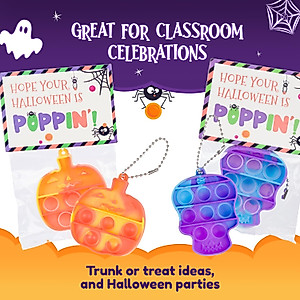 Funeta Halloween Party Favors , 30 packs Pop it fidget Halloween Toys, School Halloween Classroom Favors Goodie Bag Fillers, Bulk Halloween Gifts for Kids, Treats Non Candy, Teal Pumpkin Project