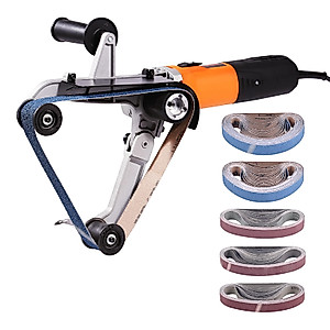 VEVOR Pipe Tube Polisher Sander, 1000W Pipe Belt Sander with 6 Variable Speeds 1100-3200rpm, Professional Belt Sander Grinding Machine with 100PCS Sanding Belts for Burnishing Finishing Rust Removal