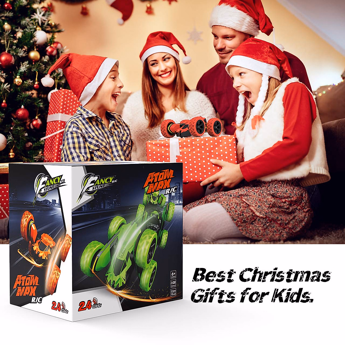 Fixget Remote Control Car RC Car, 4WD 2.4 GHz Remote Control Stunt Car Toys Double Sided Rotating Vehicles 360°Flips, Kids Outdoor Indoor Toys Birthday Gift for Boys Girls (Included Battery)