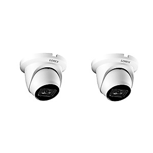 Lorex LNE9252B Indoor/Outdoor 4K Ultra HD Nocturnal 3.0 Smart IP Dome Camera,30FPS, Listen-in Audio, 150ft IR Night Vision, CNV, IP67, Works with N881B/N882B Series, White (2 Pack)