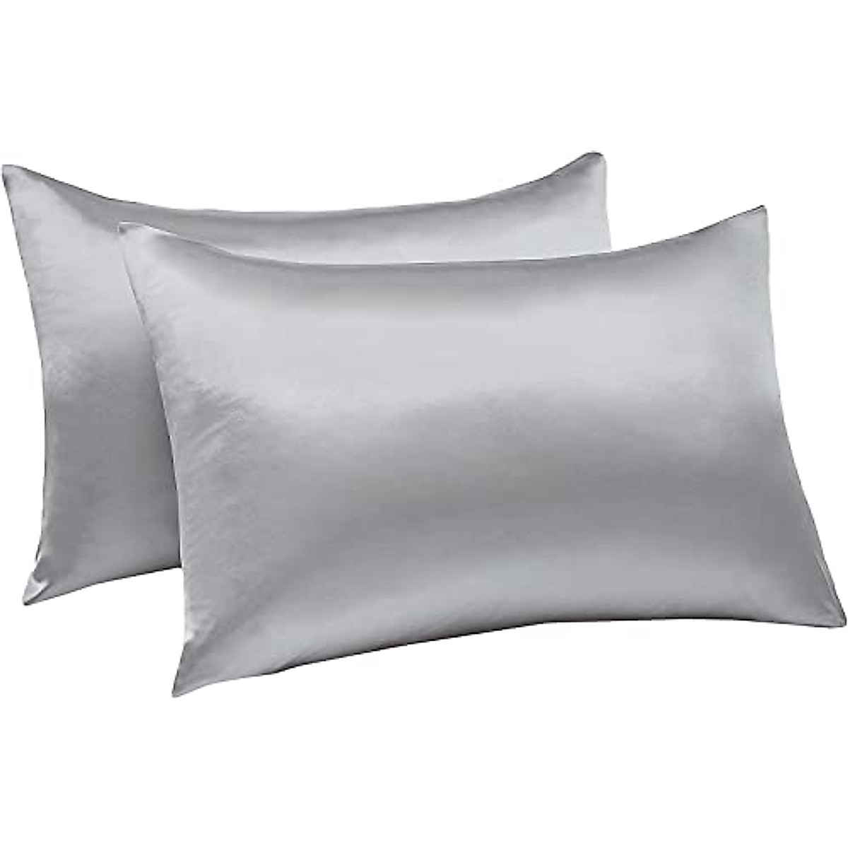MOLIER. LU Satin Pillowcase Set of 2 Bed Pillowcases with Envelope Closure Slip Pillowcase Cover for Hair and Skin Cooling Pillowcase (20x30 Inches) Queen Deep Grey