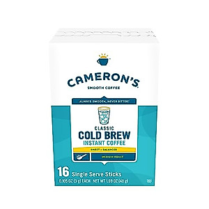 Cameron's Coffee Classic Cold Brew Instant Single Serve Sticks, Medium Roast, 128 Count (Pack of 8)