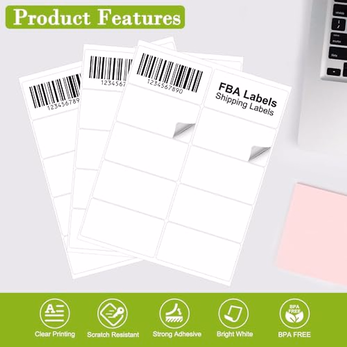 1000Pcs Return Address Labels, Razuvo 2" x 4" Printable Shipping Labels Standard Mailing Labels for Laser & Inkjet Printers, Strong Adhesive Sticker Labels (100 Sheets - Easy to Peel）