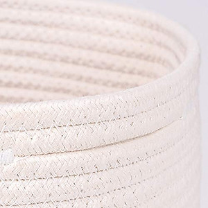 Kriitools Cotton Rope Storage Basket with Handles Set of 3,Small Laundry Basket Round Woven Storage Bins for Nursery,Kids&Pets Toys,Clothes Shelf Organizer|11x11x11”Cube Storage Bins(Brown,KT03WBR)