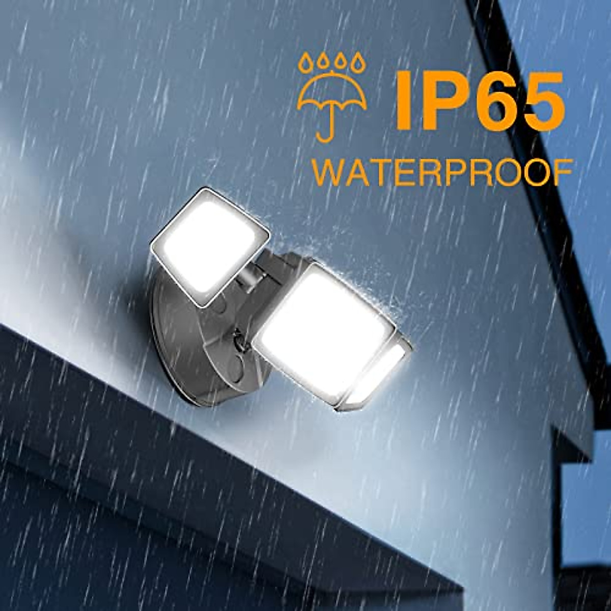 Onforu 55W LED Security Light, 5500LM Super Bright Outdoor Flood Light Fixture with 3 Adjustable Heads, IP65 Waterproof, 6500K White Wall Mount Exterior Security Light for Eave, Yard, Garden, Porch