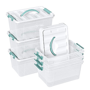 AnnkkyUS 6 Pack 14 Quart Clear Storage Bins with Lids, Plastic Latching Storage Box