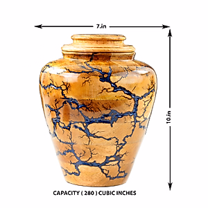 Hand Crafted Mango Wood and Resin Urn | Wooden Cremation Urns Adult Pet,Male & Female Ashes Handmade Fractal Turn Wood Human Ash for Storge (Large) Capacity (200) Cubic Inches