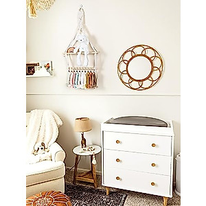 POVETIRE Macrame Hanging Shelves for Nursery for Nursery,Boho Baby Headband Holder Organizer Rope Decor Wall Hanging Decor for Toddler Girls Room