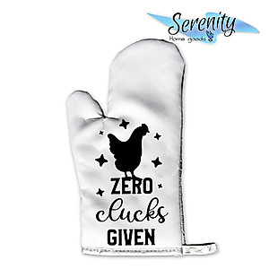 Farmhouse Decorative Kitchen Hot Plate Pot Holder Oven Mitt Set | Zero Clucks Given Mother Clucker | Funny Country Rustic Summer Fall | White Home Decor Decorations