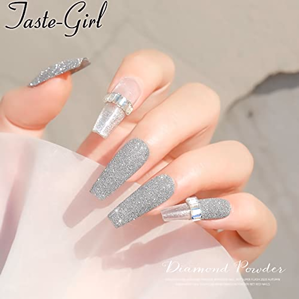 Holographic Nail Glitter, Sparkling Diamond Nail Powder Laser Silver Reflective Extra Fine Nail Glitter Dust for Acrylic Nail Art Decorations