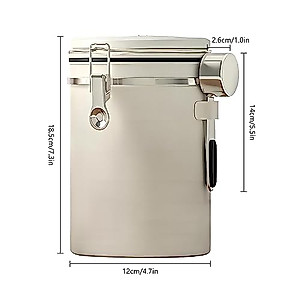 Fourmor Stainless Steel Coffee Grounds and Beans Container Canister with Date-Tracker - CO2-Release Valve and Measuring Scoop 22OZ for Grounds Coffee, Beans, Tea, Flour, Cereal, Sugar