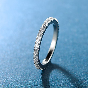 MDFUN 14K White Gold Plated Cubic Zirconia Eternity Ring for Women (7)