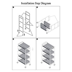 JANE EYRE Rolling Utility Storage Rack Cart on Wheels, Trolley Carft cart, Multi-Purpose Organizer Shelf (White, 4 Tier)…