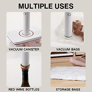 ZKIRON OneTouch Handheld Vacuum Sealer Machine, 5 PCS Reusable Bags Food Storage Set- Auto Start/Stop, Portable Design, Food Sealer for Food Saver, Sous Vide Cooking (White)