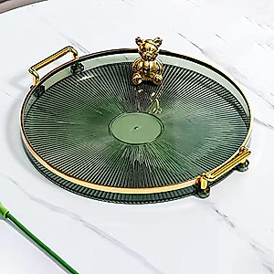 Luxury Serving Tray, with Handles Cosmetic Perfume Makeup Display Multifunction Decorative Decorative Tray, Jewelry Tray for Living Room, Green