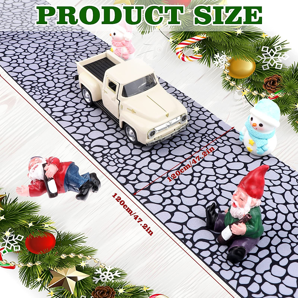 JiaUfmi Village Street Mat Christmas Village Accessories Miniature Road Decorations Cobblestone Brick Display Mat for Outdoor Indoor Bathroom Home Garden Figurine, 47.2 x 4.72 x 0.08 Inches