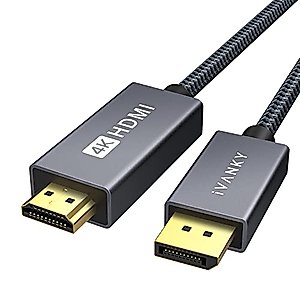 IVANKY 4K DisplayPort to HDMI Cable, Uni-Directional 4K@30Hz DP to HDMI Cable, Display Port to HDMI with Gold-Plated Braided, Display to HDMI for HDTV, Monitor, AMD, NVIDIA, Lenovo, HP, etc - 6.6ft