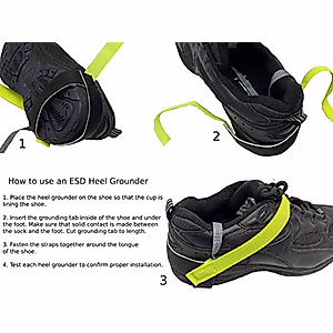 Static Care ESD Adjustable One Size Fits All Anti Static Heel Grounder Straps Single Piece Perfect for Grounding and Protecting Electronics Against Electric Shock - 1 Piece