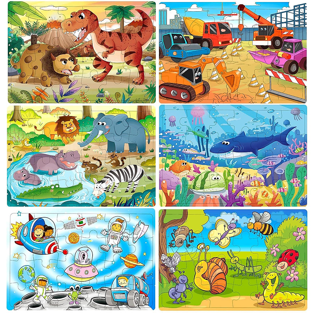 Puzzles for Kids Ages 3-5, 24 Piece Colorful Wooden Puzzles for Toddler Children Learning Educational Puzzles Toys for Boys and Girls (6 Puzzles)