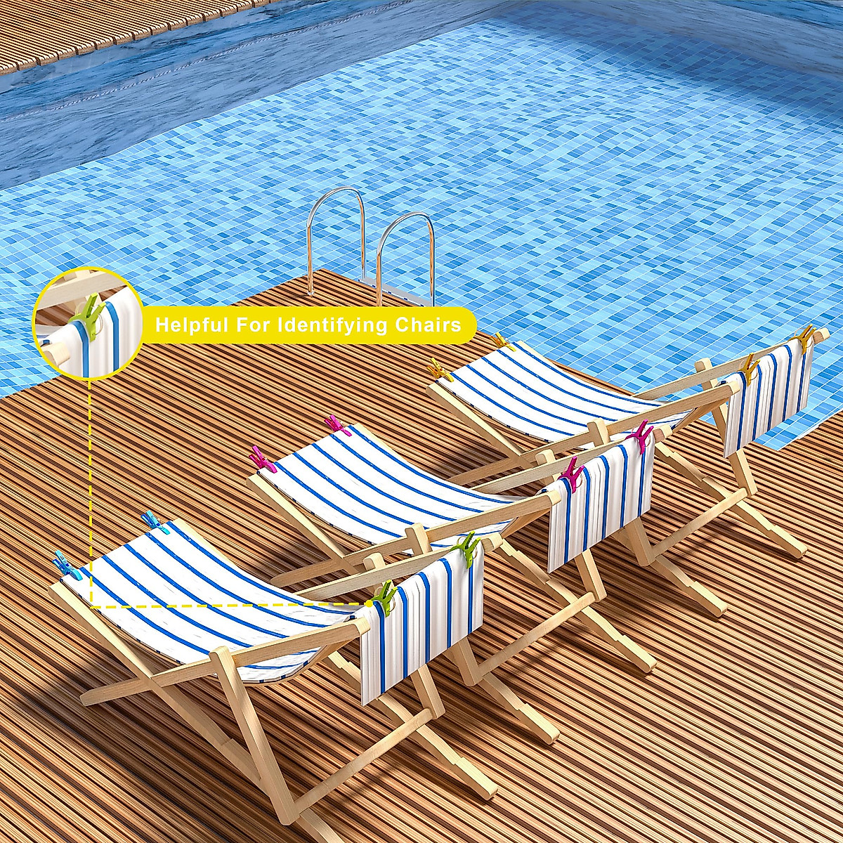 Beach Towel Clips, 16 Pack Beach Chair Towel Clips on Cruise by ECROCY, Beach Accessories to Keep Your Towel from Blowing Away,Heavy Duty and in Bright Colors