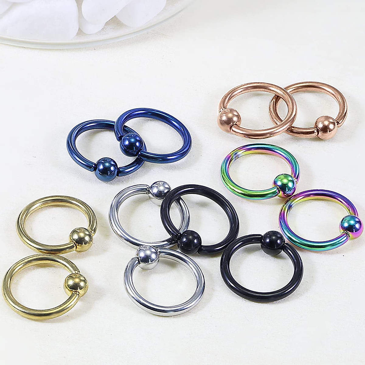 Kridzisw 14G Septum Ring Jewelry Surgical Stainless Steel Septum Nose Nostril Eyebrow Lip Belly Navel Smiley Ring Hoop Cartilage Helix Tragus Rook Daith Gauges Earring Piercing Jewelry Women Men 10mm