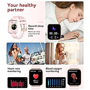 LIGE Smart Watch for Women with Android iOS, 1.83 Inch Bluetooth Calls/Real-Time Notification Smartwatch, 100 Sports, IP68 Waterproof Healthy Fitness Tracker, Pink