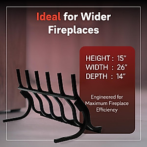 Grate Wall of Fire Model M-6 Smoke-Free Fireplace Grate – 26" Wide x 15" Tall – Durable Alloy Steel Construction, Increases Heat Output, Eliminates Smoke Issues, Ideal for Larger Fireplaces