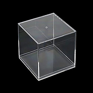 Tighall 4PCS Clear Acrylic Square Cube Organizer Plastic Boxes for Display Box with Lid for Sugar,Nut,Yogurt,Beads,Office Supply, Gift box, 2.9"/74mm