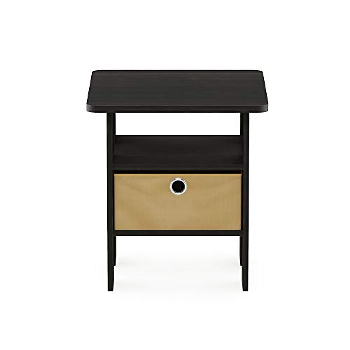 Furinno Andrey End Side Night Stand/Bedside Table with Bin Drawer, 1-Pack, Dark Espresso/Brown