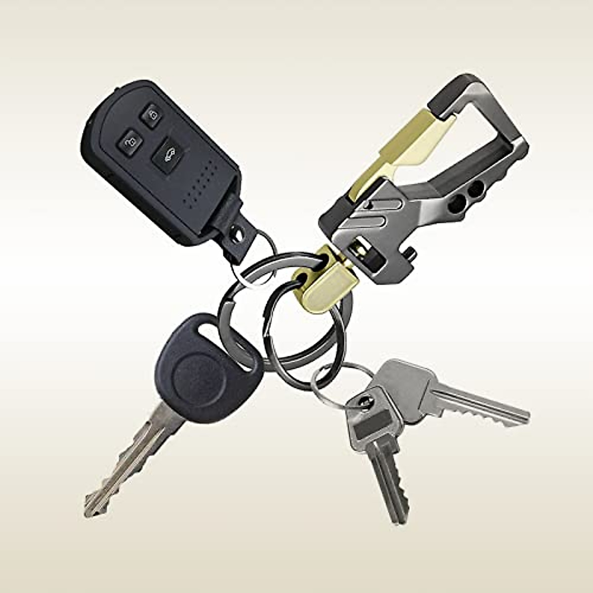 Yonput 1 PC Heavy Duty Key Chain with 2 Key Rings Bottle Opener Keychain Key Chains for Carabiner for Men and Women (Silver)