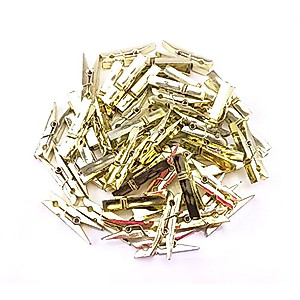 Yueton 50pcs Mini Plastic Clothespins Clip, Clothesline Utility Clips (Golden)