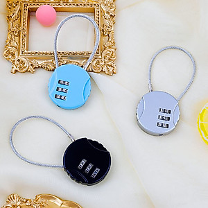 3 Pack Small Combination Lock, 3 Digit Luggage Locks Locker Lock, Resettable Digit Padlock for Gym, Luggage, Outdoor Fence, Case(Black, Silver, Blue)