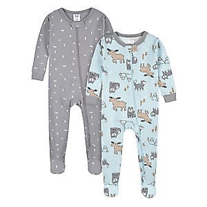 Gerber Baby Boys' 4-Pack Footed Pajamas, Dino and Arctic Animals, 6 Months