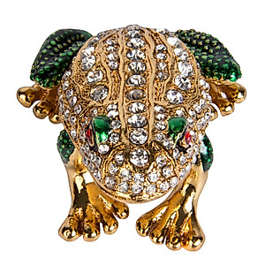 QIFU Hand Painted Enameled Frog Style Decorative Hinged Jewelry Trinket Box Unique Gift for Home Decor