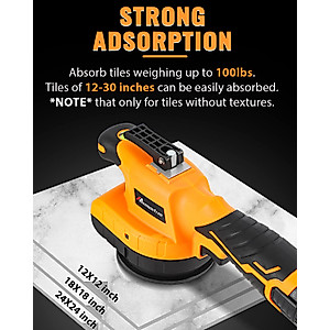 Mxmoonfree Tile Tools Tile Vibration Tool Tile Vibrator for Installation with Suction Cup, Adsorption Lock, Adjustable Vibration, Storage Case, 2 Pcs 2000mAh Battery Tile Tiling Leveling Machine