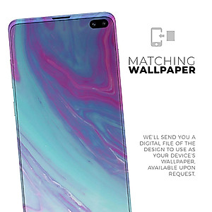 DesignSkinz Marbleized Pink Ocean Blue v32 Protective Vinyl Decal Wrap Skin Cover Compatible with The Samsung Galaxy S20 (Screen Trim & Back Glass Skin)