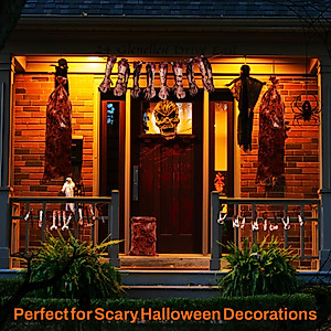 Poen 6 Pcs Halloween Bloody Body Bag 23.6 x 63 Inch Bloody Bag for Body Creepy 4 Pcs Halloween Garland Banner Fake Hands Knives Banners 4 Sheets Bloody Stickers for Haunted House Yard Decor