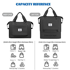 New upgrade travel duffel bag,waterproof gym tote bag,weekender overnight bags,dry and wet separate sports portable shoulder bag with Large capacity, expandable and foldable (Black)