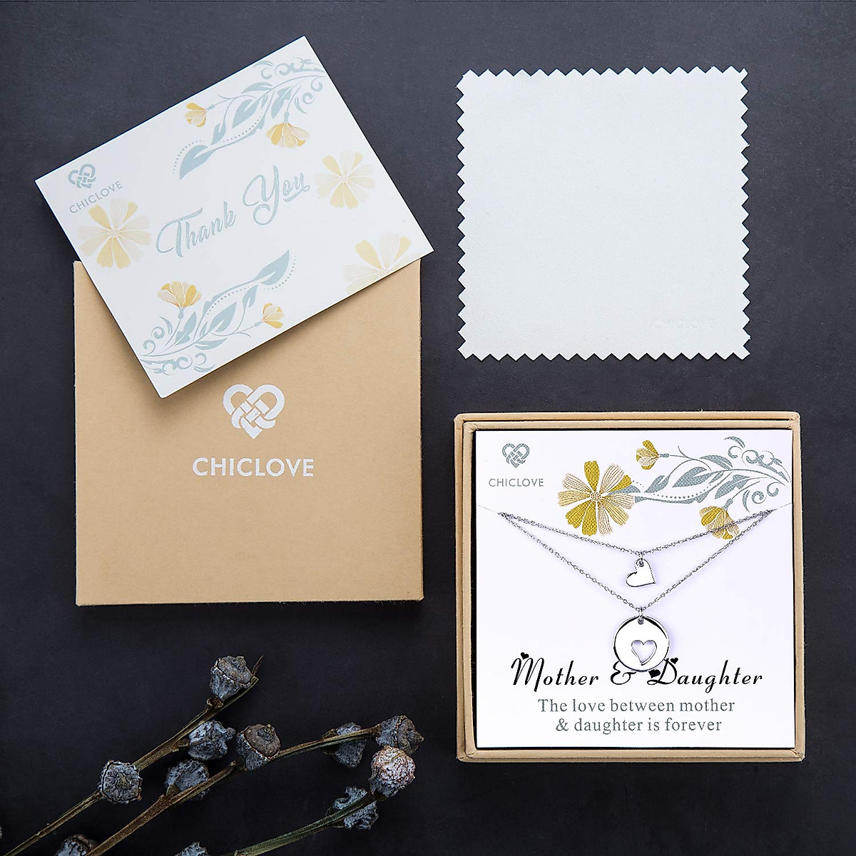 CHICLOVE Mother Daughter Jewelry Sets for Two, Cutout Heart Necklaces, 2 Sterling Silver Necklaces (A - mother and daughter necklace)