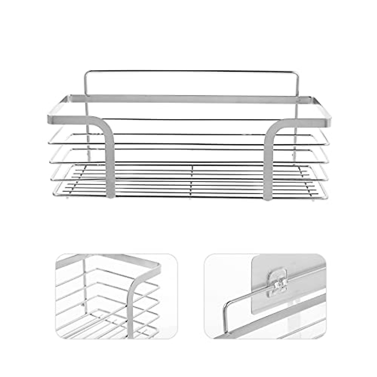 ULTNICE Stainless Steel Floating Wall Shelves Wire Wall Basket Spice Rack Self Adhensive Plant Stand Shower Caddy Hanger for for Home Kitchen Decor Silver 25cm