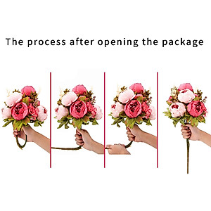 Jim's Cabin Artificial Flowers Fake Silk Peony Flower Bouquet Floral Plants Decor for Home Garden Wedding Party Decor Decoration(Dark Blue)